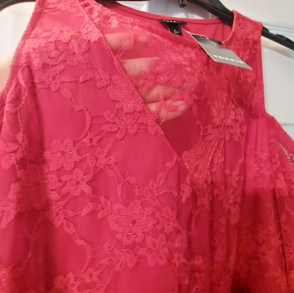 torrid | Tops | Red Cold Shoulder Lace Blouse | Poshmark